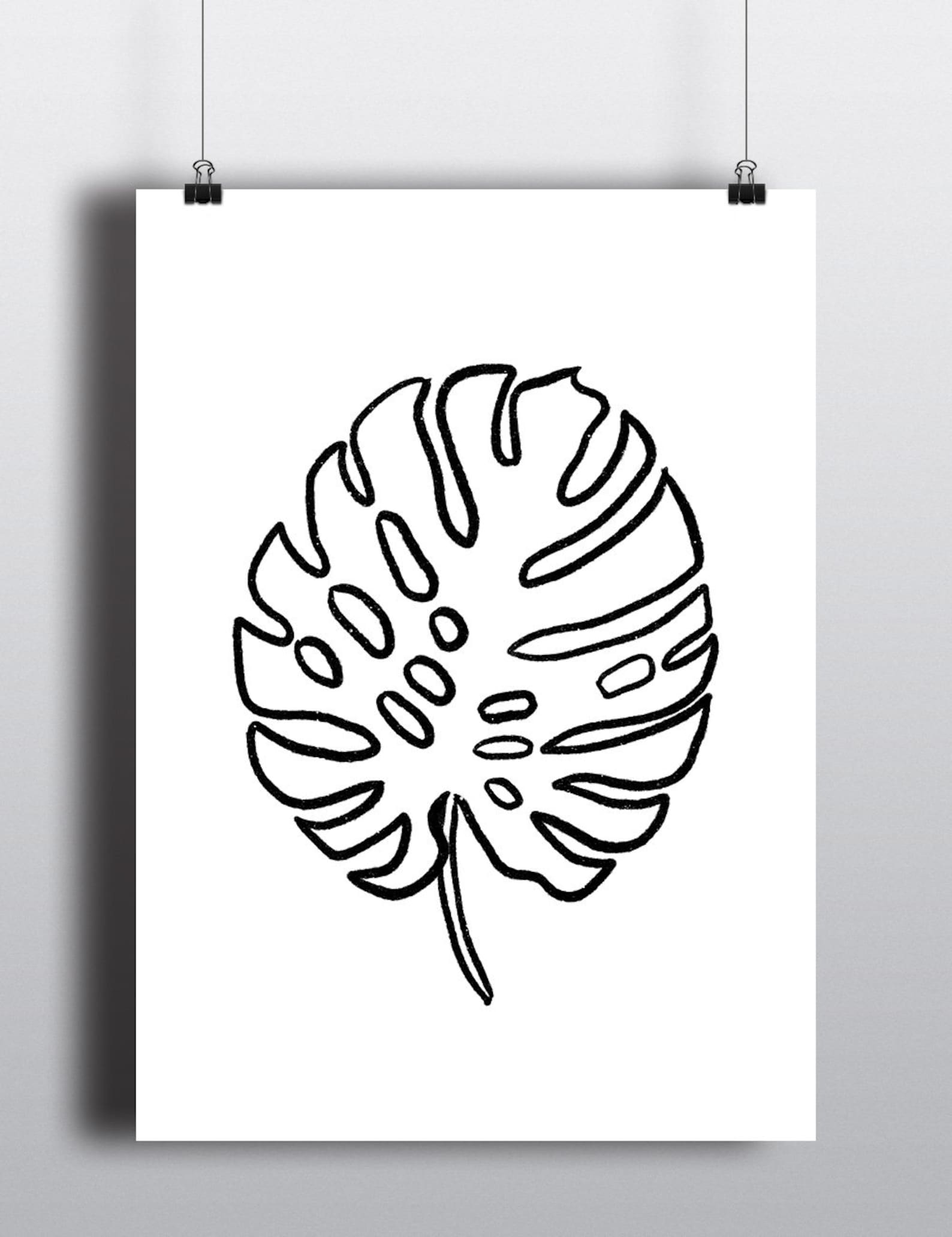 Monstera Print Black And White Monstera Leaf Print Monstera | Etsy