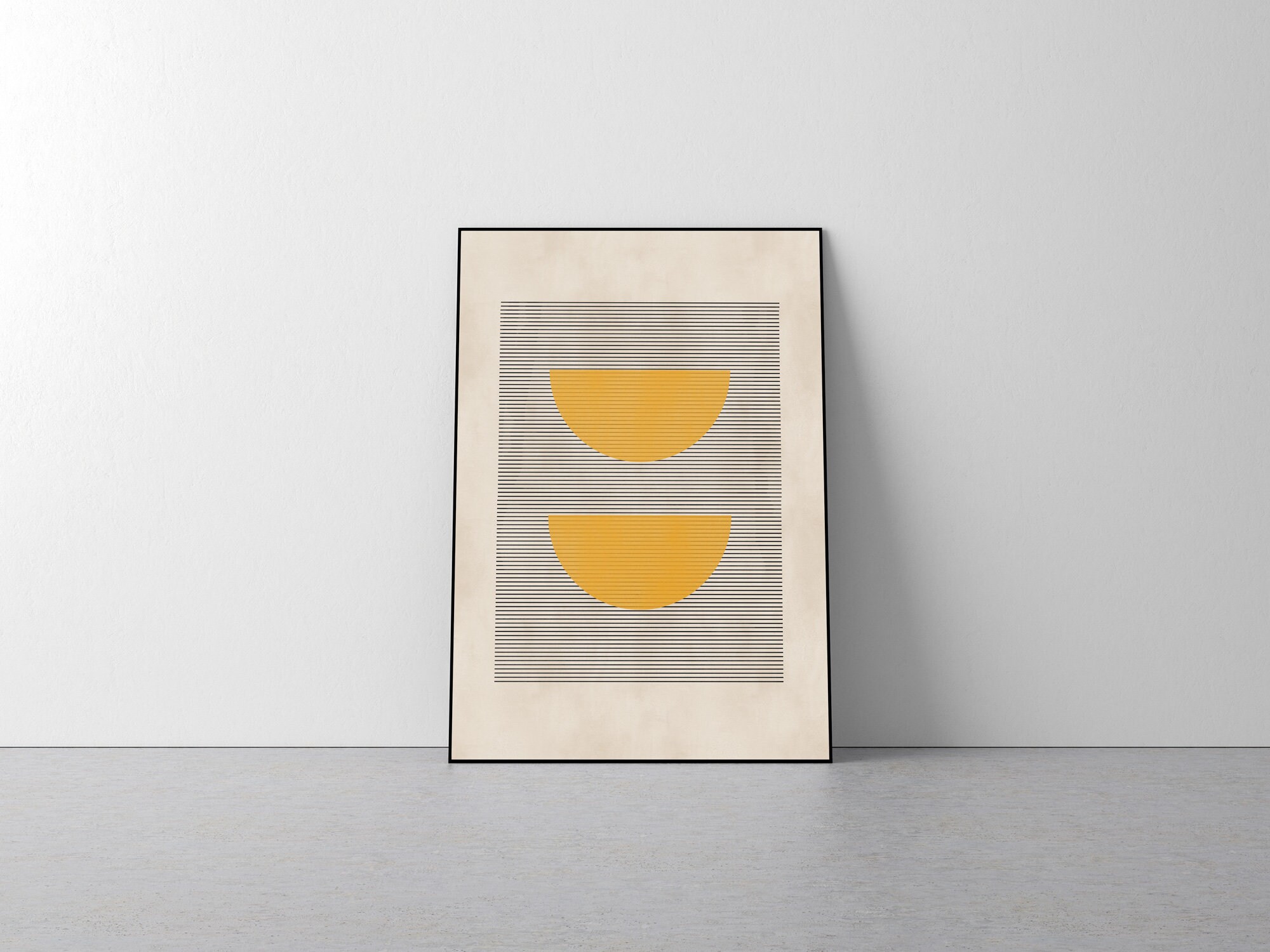 Yellow Mid Century Modern Graphic Print, Scandinavian Geometric Art ...
