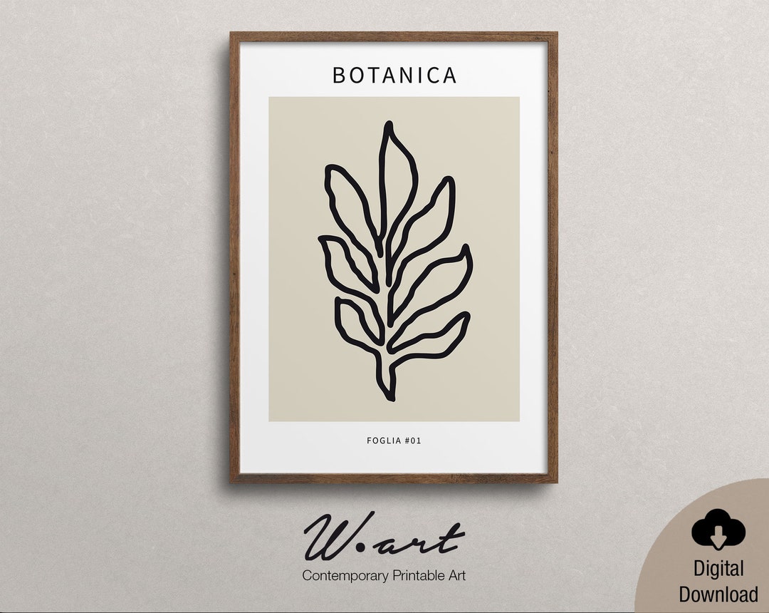 BOTANICAL LINE Art DOWNLOADABLE Print, Black Lines Printable Art ...