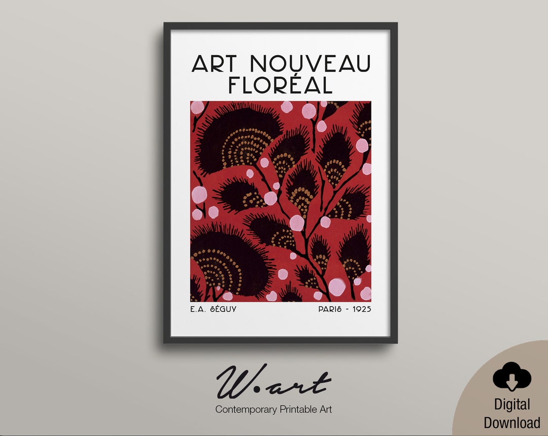 Art Nouveau Flowers Print Digital Download, Art Deco Downloadable Art ...