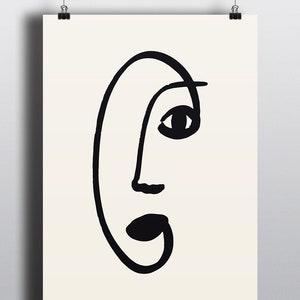 Line Drawing Print, Printable Line Art, Abstract Face Art Print, One ...