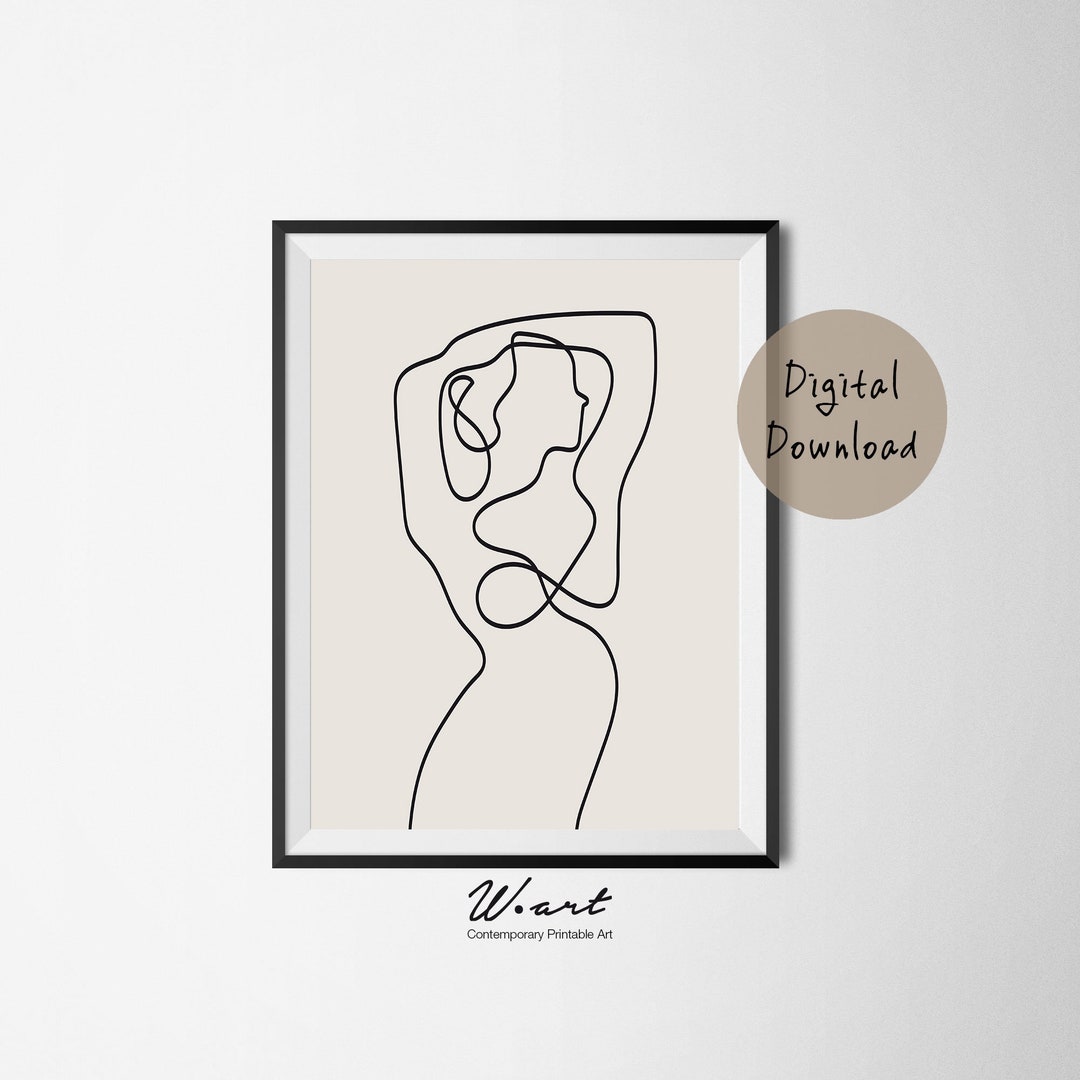 One Line Drawing Woman, Printable Art, Downloadable Print, Minimalist ...