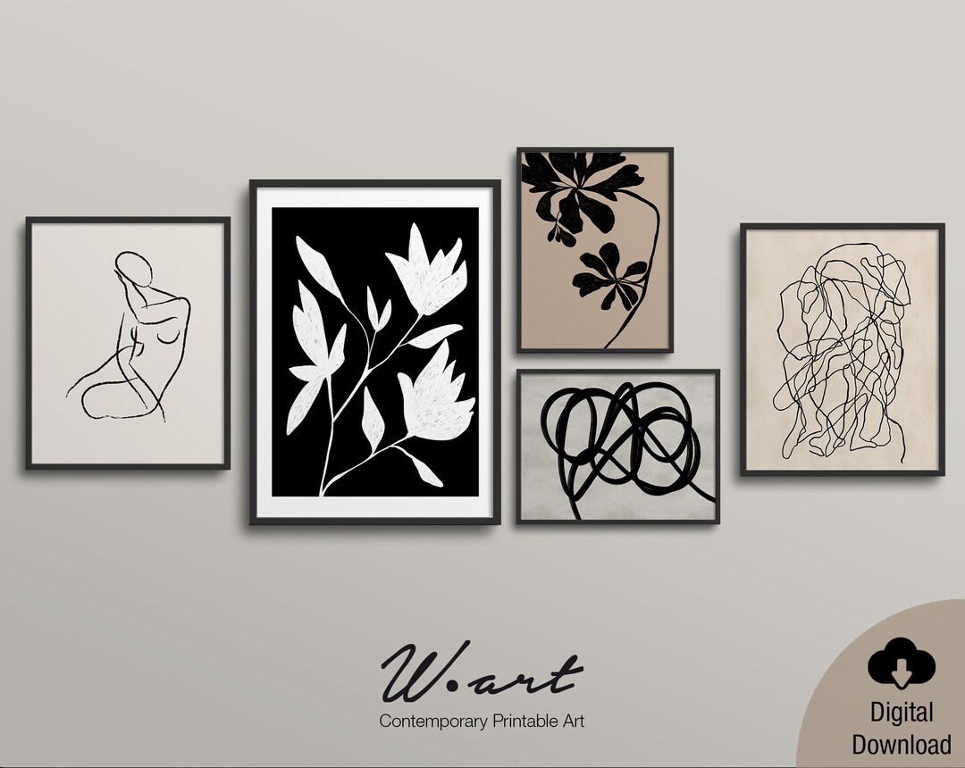 Set of 5 DOWNLOADABLE PRINTS - Mid Century Modern Gallery Wall Set ...