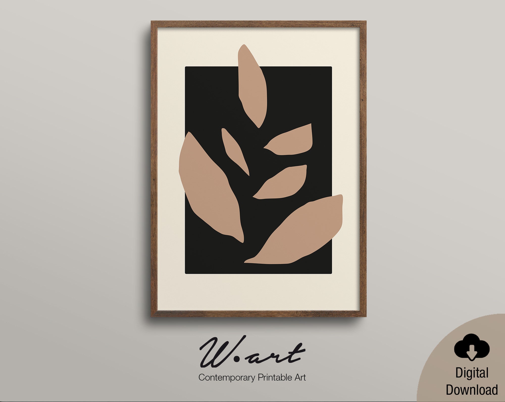 ABSTRACT BOTANICAL MODERN Print Digital Download Black Large | Etsy