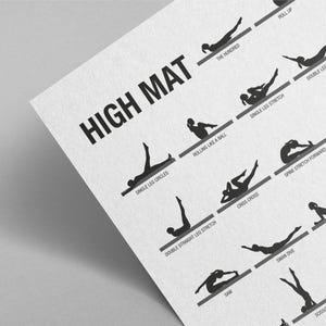 Pilates High Mat Exercise Chart - Classic Mat Pilates Moves Poster ...