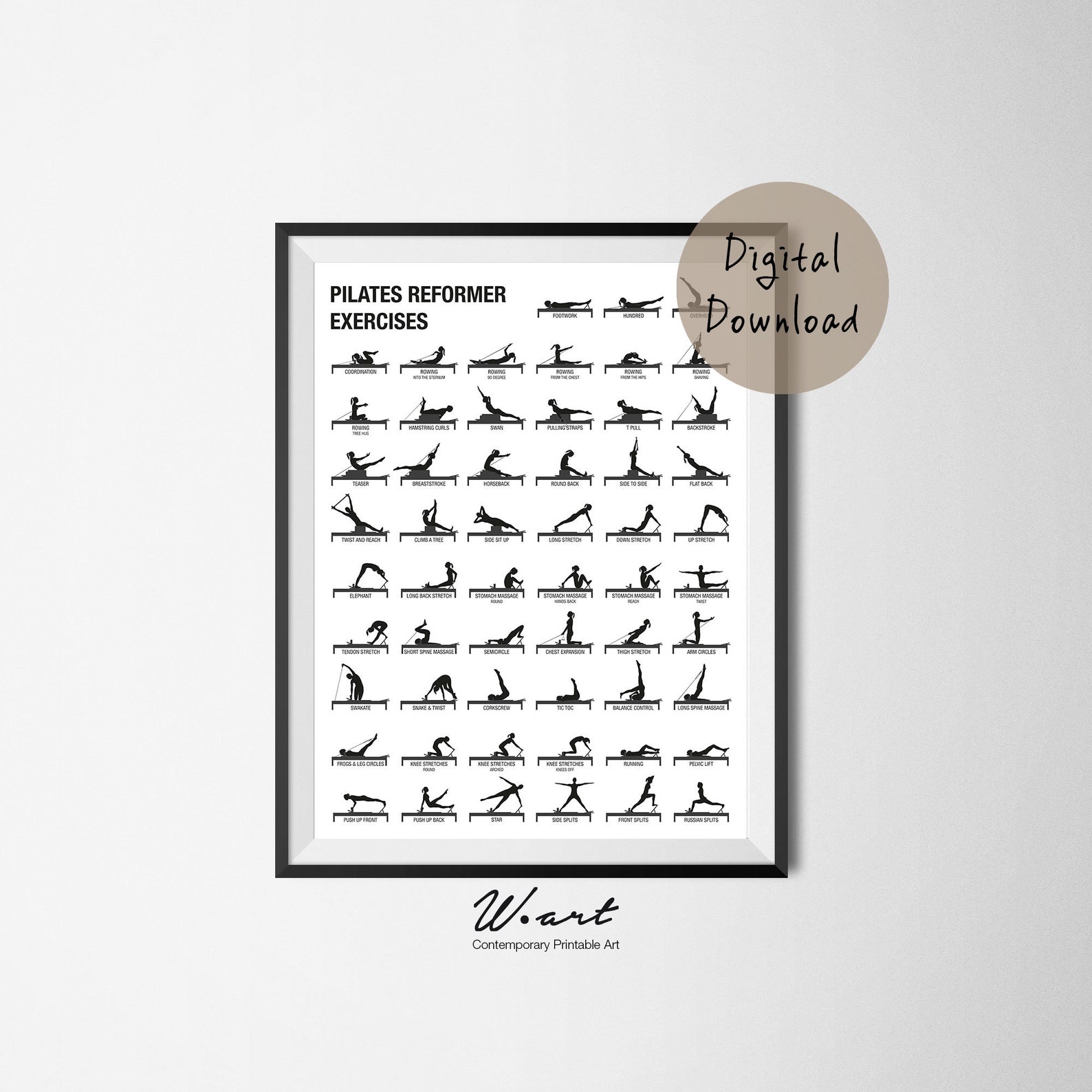 PILATES REFORMER POSTER Digital Download, Pilates Art Downloadable ...