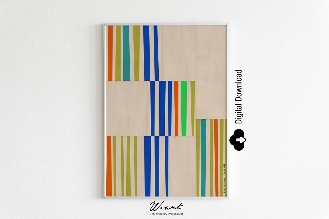 Colorful Stripe Abstract Art Print: Mid-century Modern Geometric Decor ...