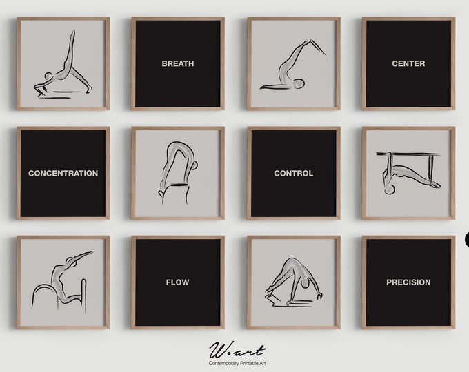 PILATES POSTER, Set of 4 Pilates Poster, Pilates Art Print, Pilates ...