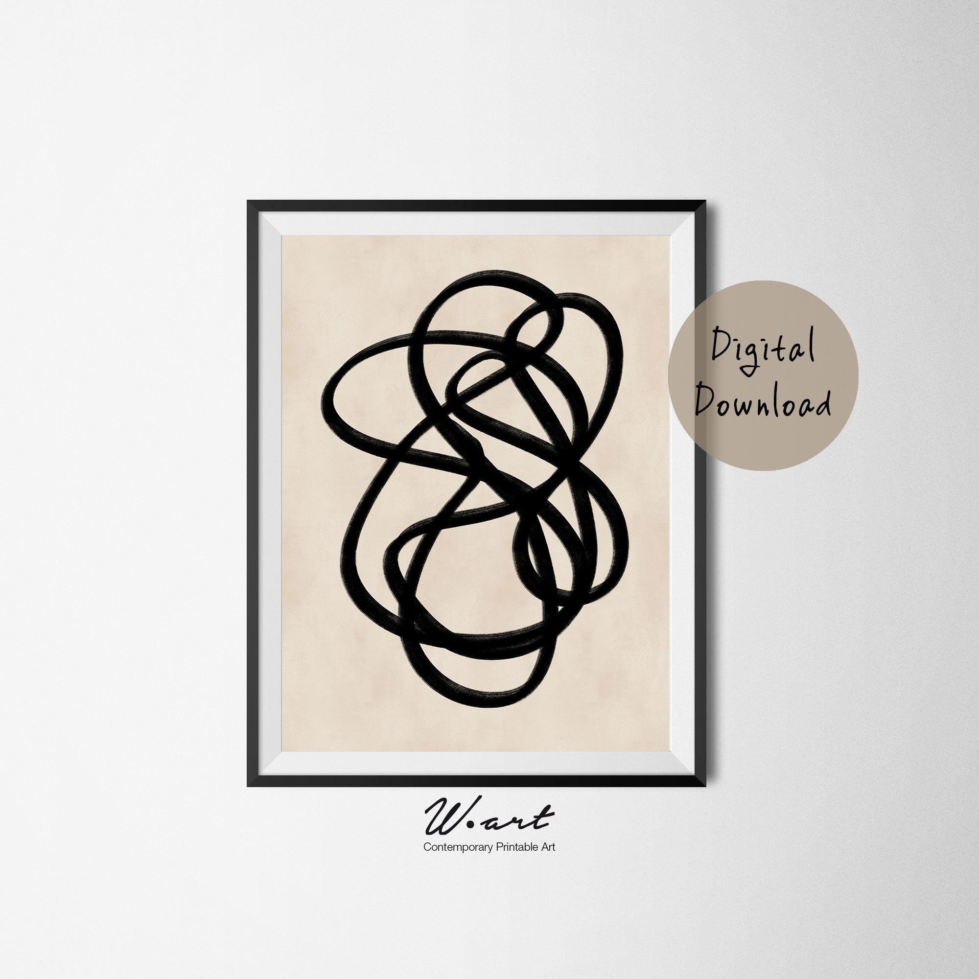 Abstract Line Art Digital Download Minimalist Line Art Mid - Etsy