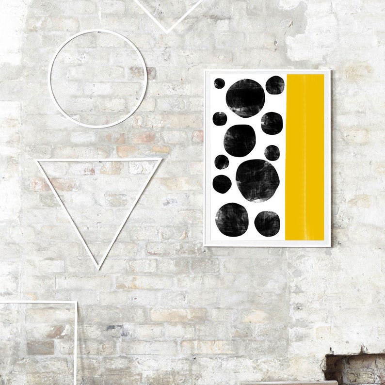 Yellow Abstract Print Yellow and Grey Art Abstract Posters | Etsy