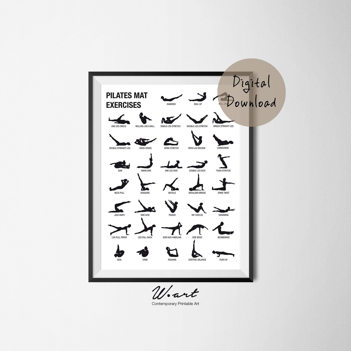 PILATES POSTER Digital DOWNLOAD Pilates Art Downloadable - Etsy