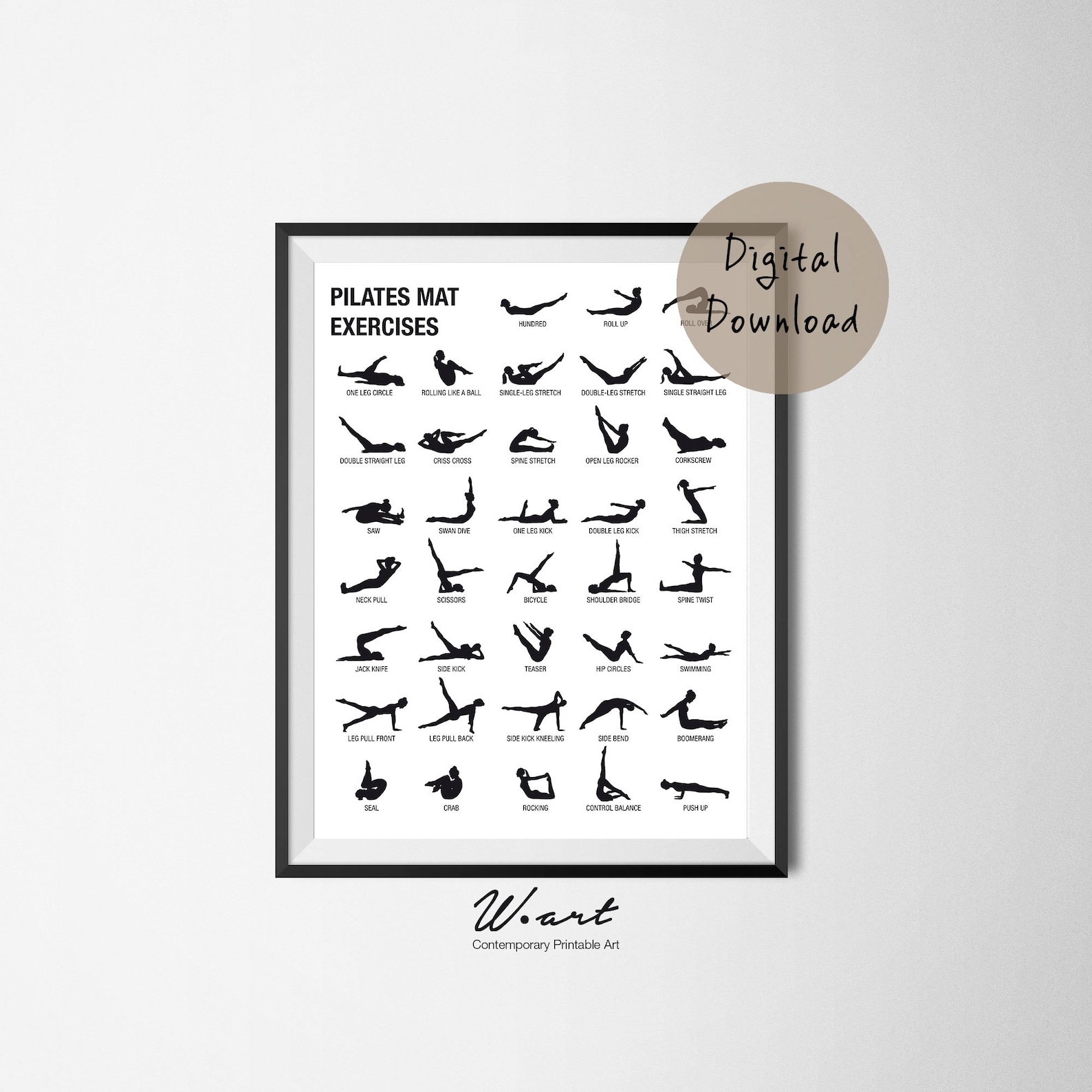 PILATES POSTER Digital DOWNLOAD Pilates Art Downloadable - Etsy