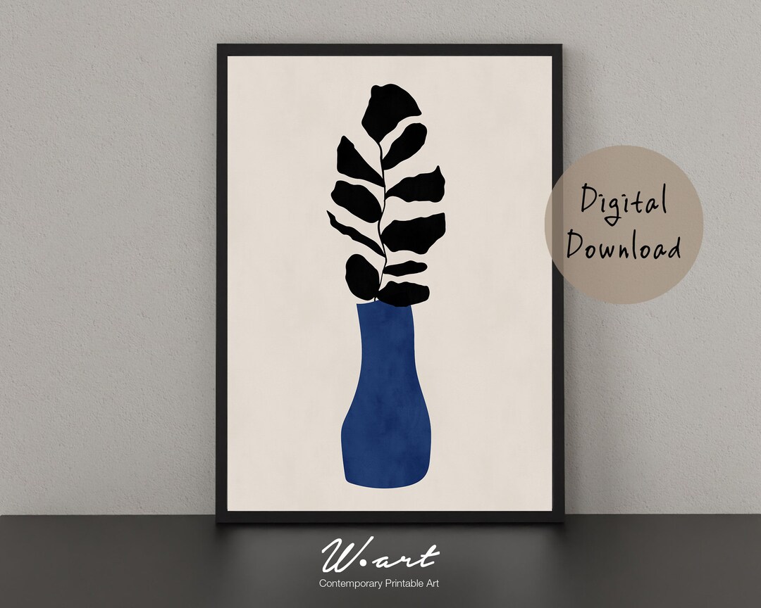 Blue Abstract Downloadable Print, Matisse Print, Mid Century Modern Art ...