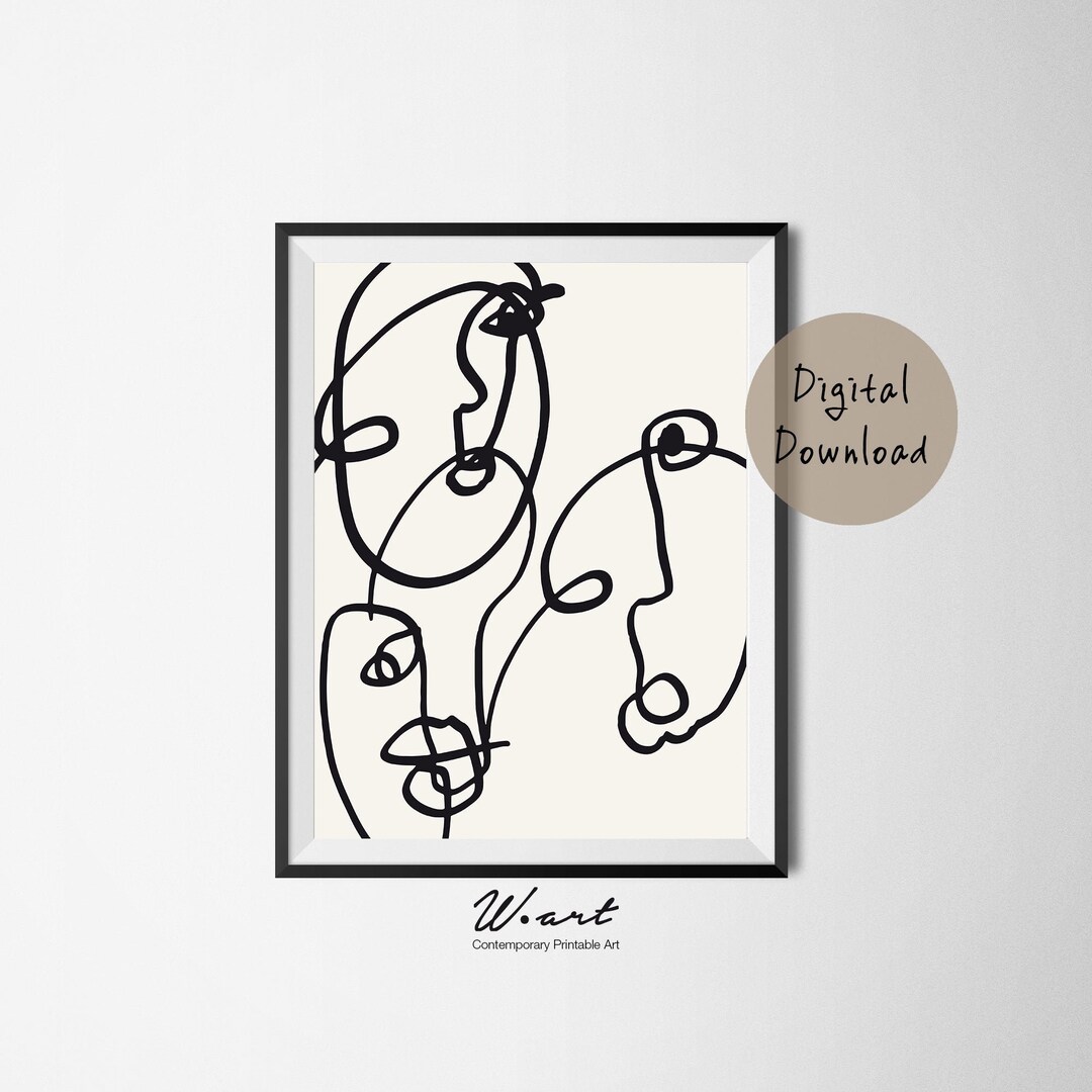 Abstract Black Lines Printable, One Line Drawing, Downloadable Print ...