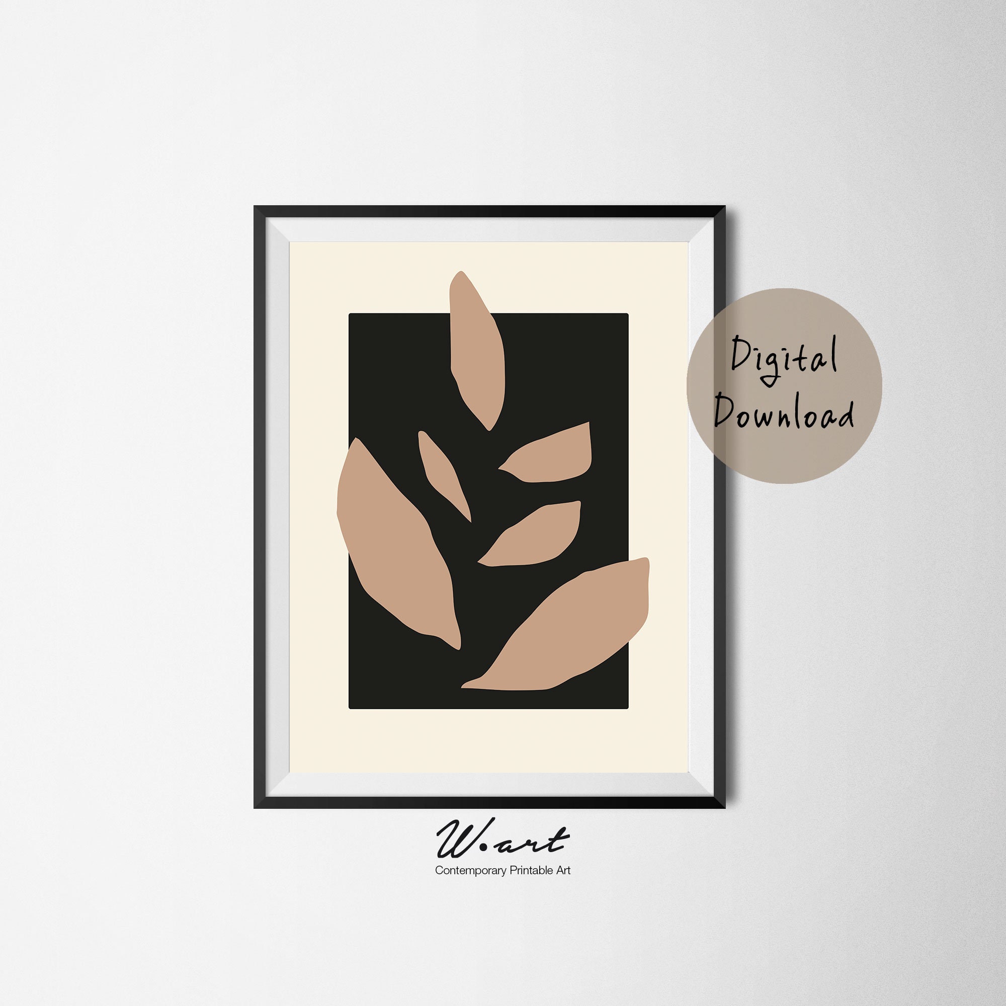ABSTRACT BOTANICAL MODERN Print Digital Download Black Large | Etsy