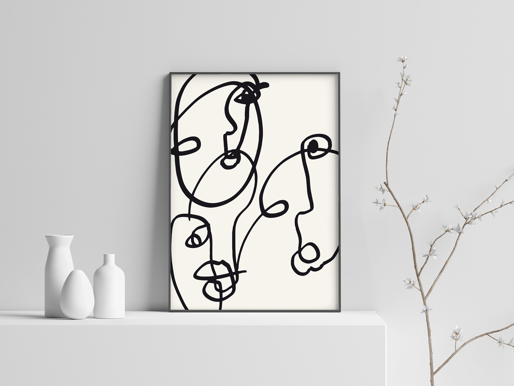 Abstract Black Lines Printable One Line Drawing Downloadable - Etsy