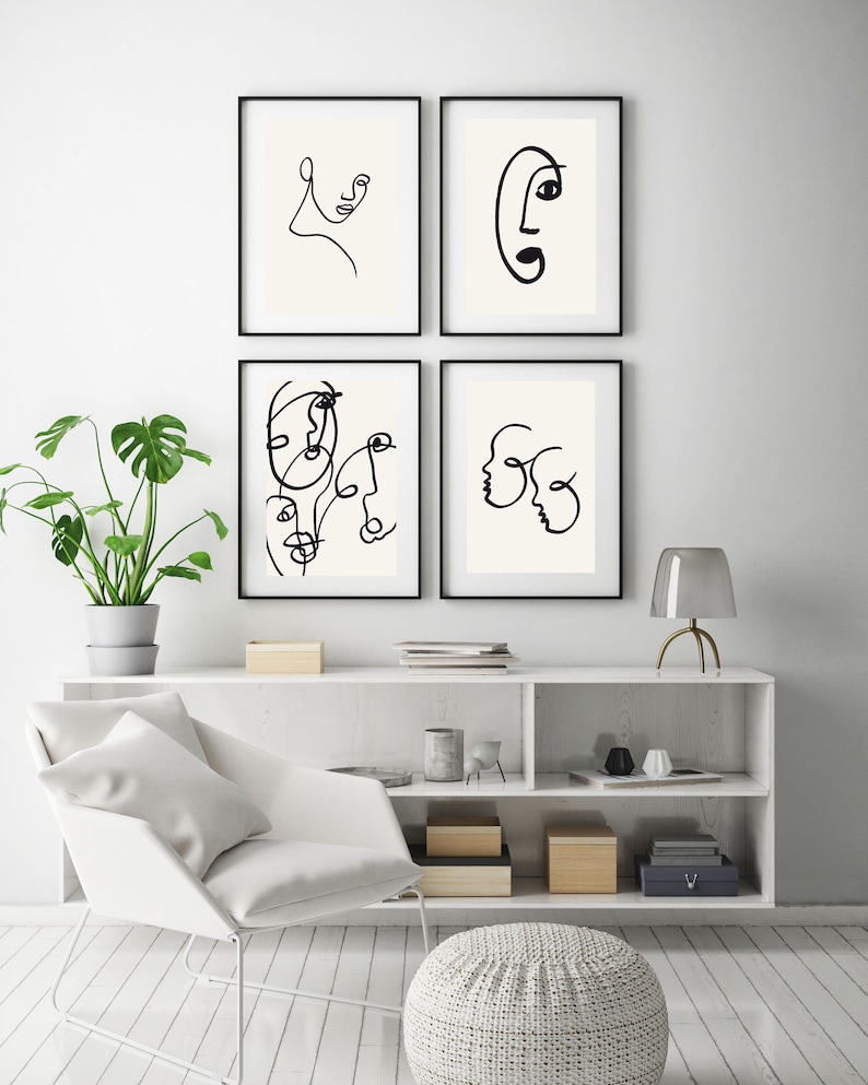 Line Drawing Print Printable Line Art Abstract Face Art - Etsy