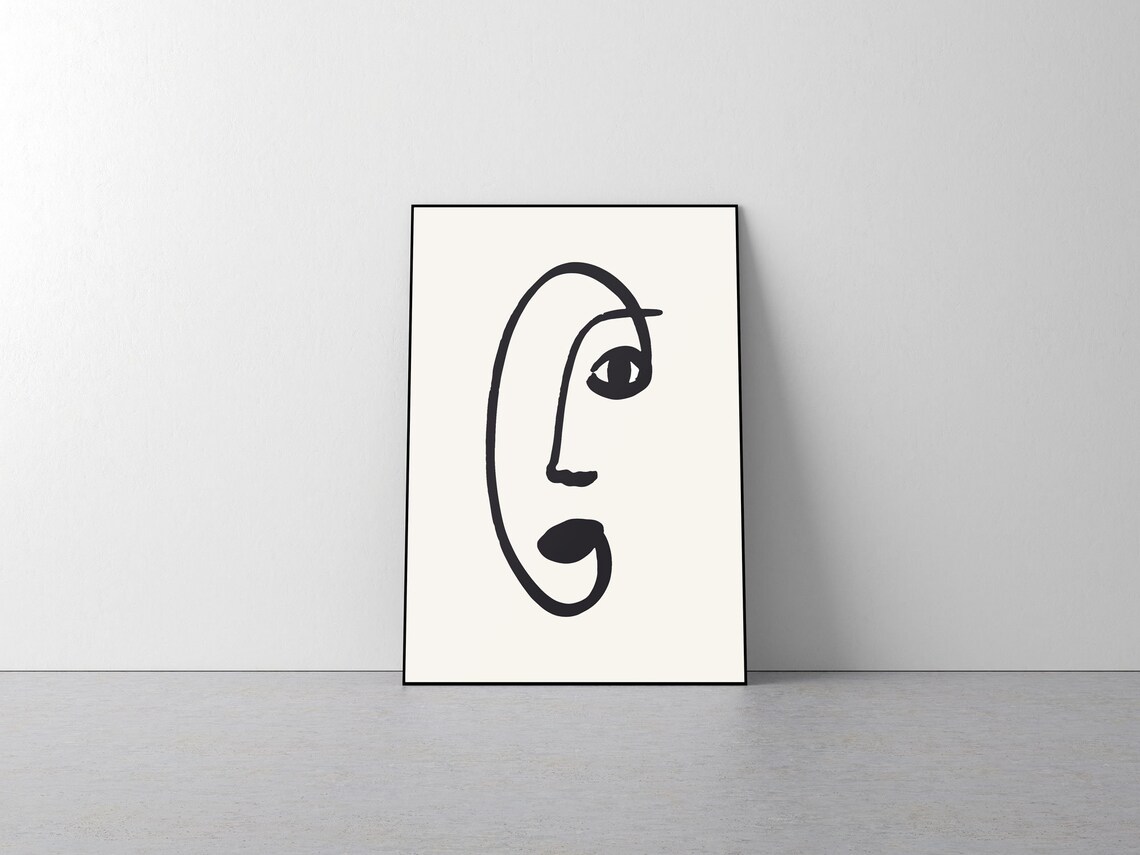 Line Drawing Print Printable Line Art Abstract Face Art - Etsy