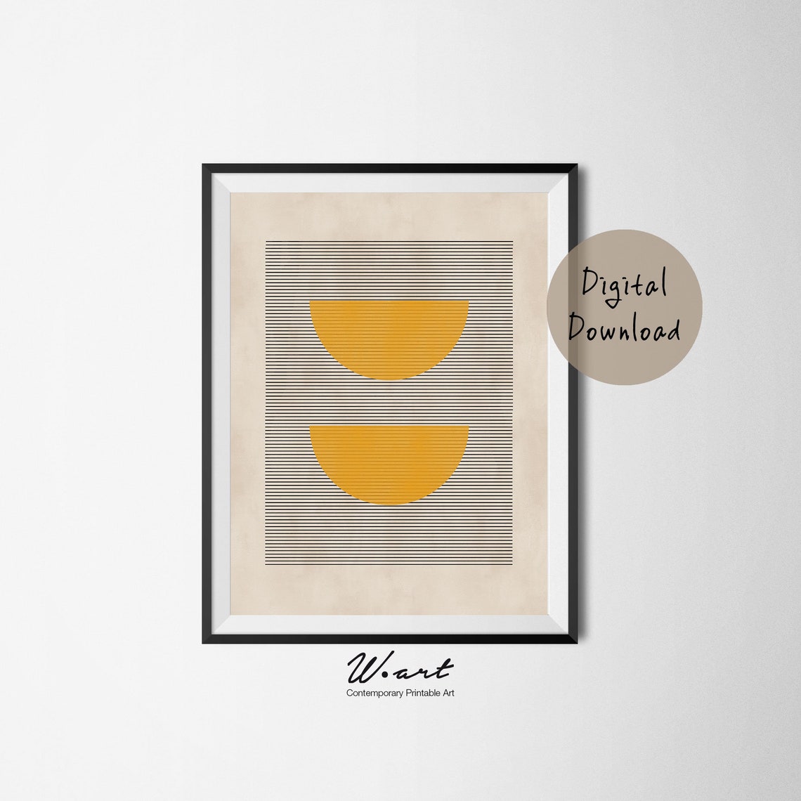 Yellow Mid Century Modern Graphic Print, Scandinavian Geometric Art ...