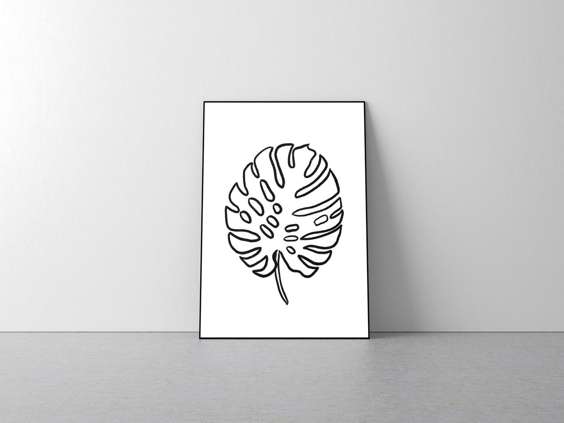 Monstera Print Black And White Monstera Leaf Print Monstera | Etsy