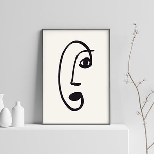 Line Drawing Print, Printable Line Art, Abstract Face Art Print, One ...