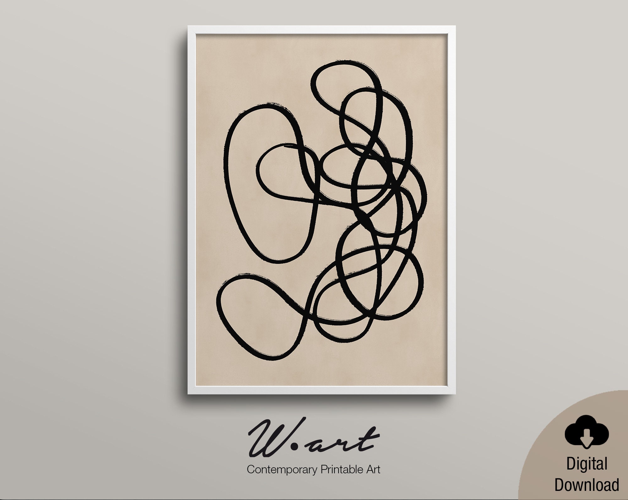 Abstract Black Lines Printable Wall Art Abstract Line Drawing | Etsy