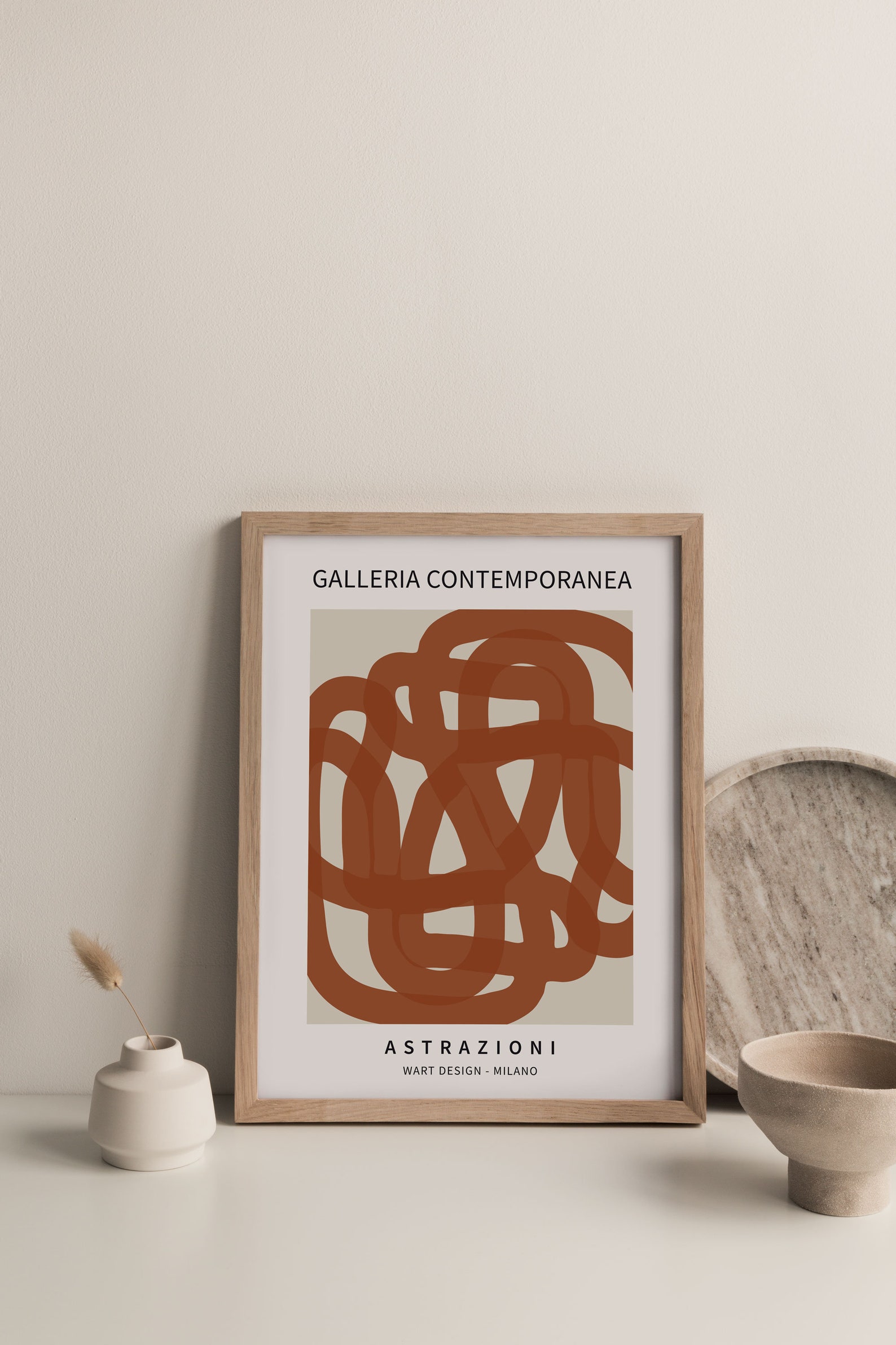 Burnt Orange Abstract Line Art Print, Mid Century Modern (downloadable ...