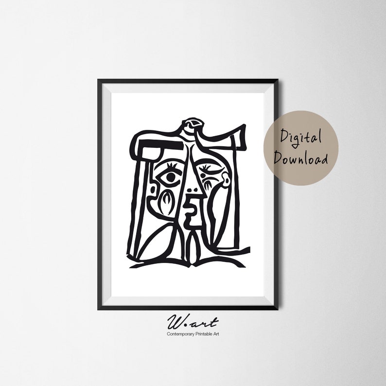 CUBISM PRINT SET Set of 4 Prints Wall Art Black White Mid - Etsy