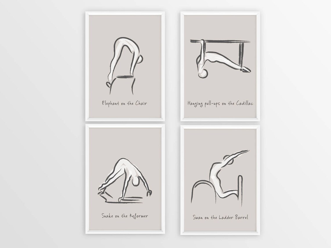Pilates Print, Set of 4 Pilates Posters, Pilates Art, Pilates Wall Art ...