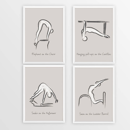 Pilates Print Set of 4 Pilates Posters Pilates Art Pilates - Etsy