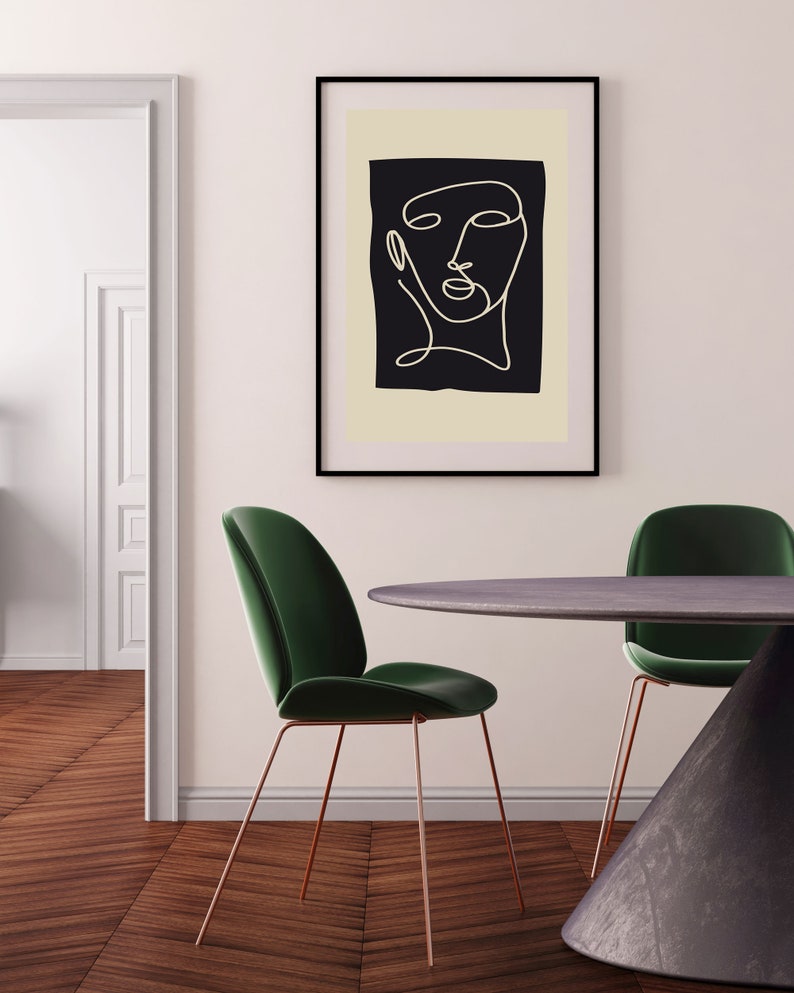 Abstract Line Art Mid Century Modern Wall Art One Line - Etsy
