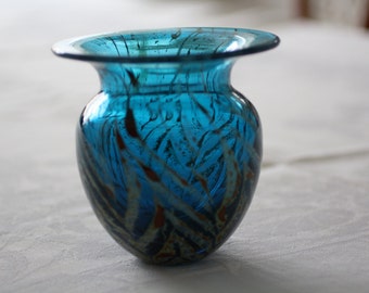 Turquoise glass vase | Etsy