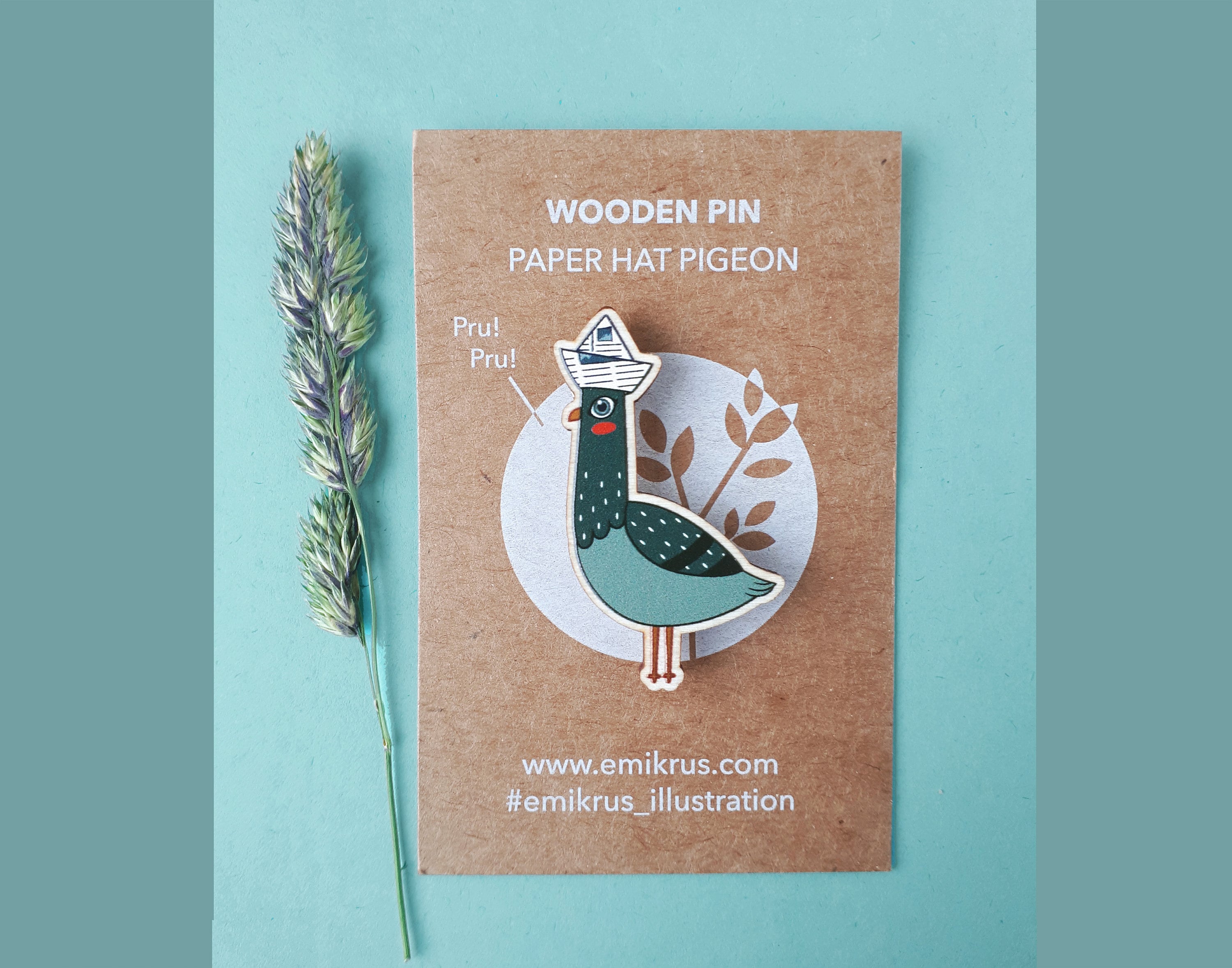 Paper Hat Pigeon - Wooden Pin - Etsy