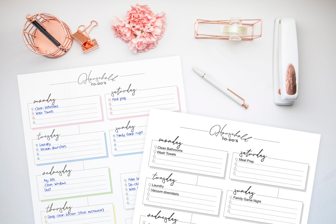 Printable Editable Household Chore Chart Instant Download - Etsy