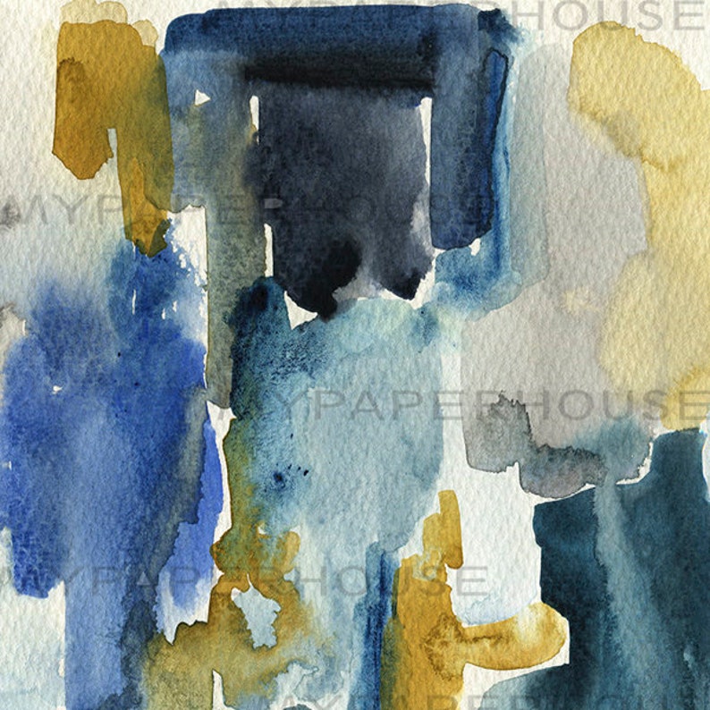 Blue and Mustard Artinstant Download Artprintable Wall - Etsy