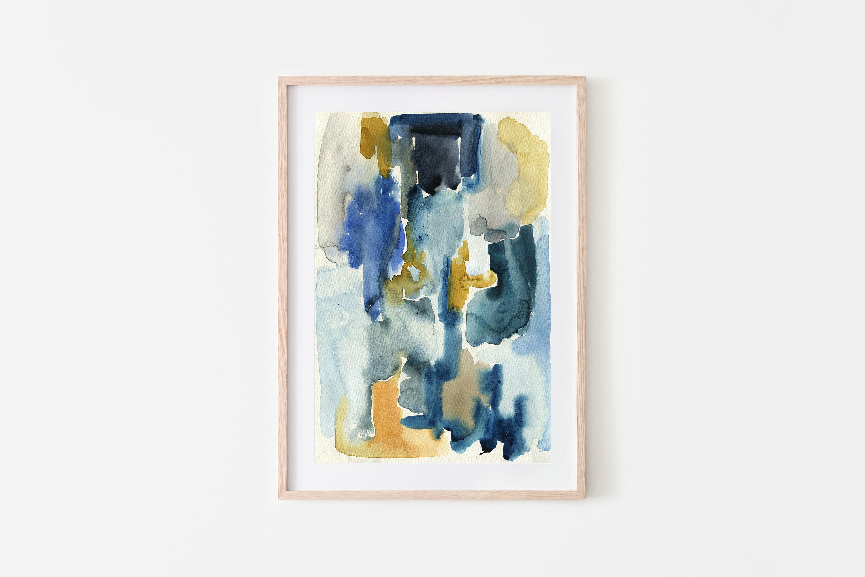 Blue and Mustard Artinstant Download Artprintable Wall - Etsy
