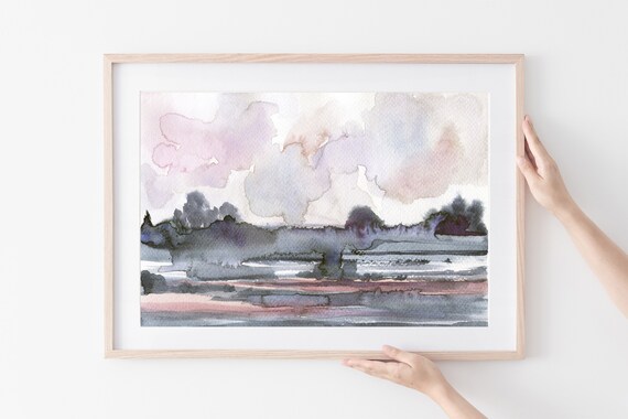 Pink Landscape Print landscape Painting printable Landscape pink and Blue Art instant Download Art modern Landscape printable Wall Art Etsy UK