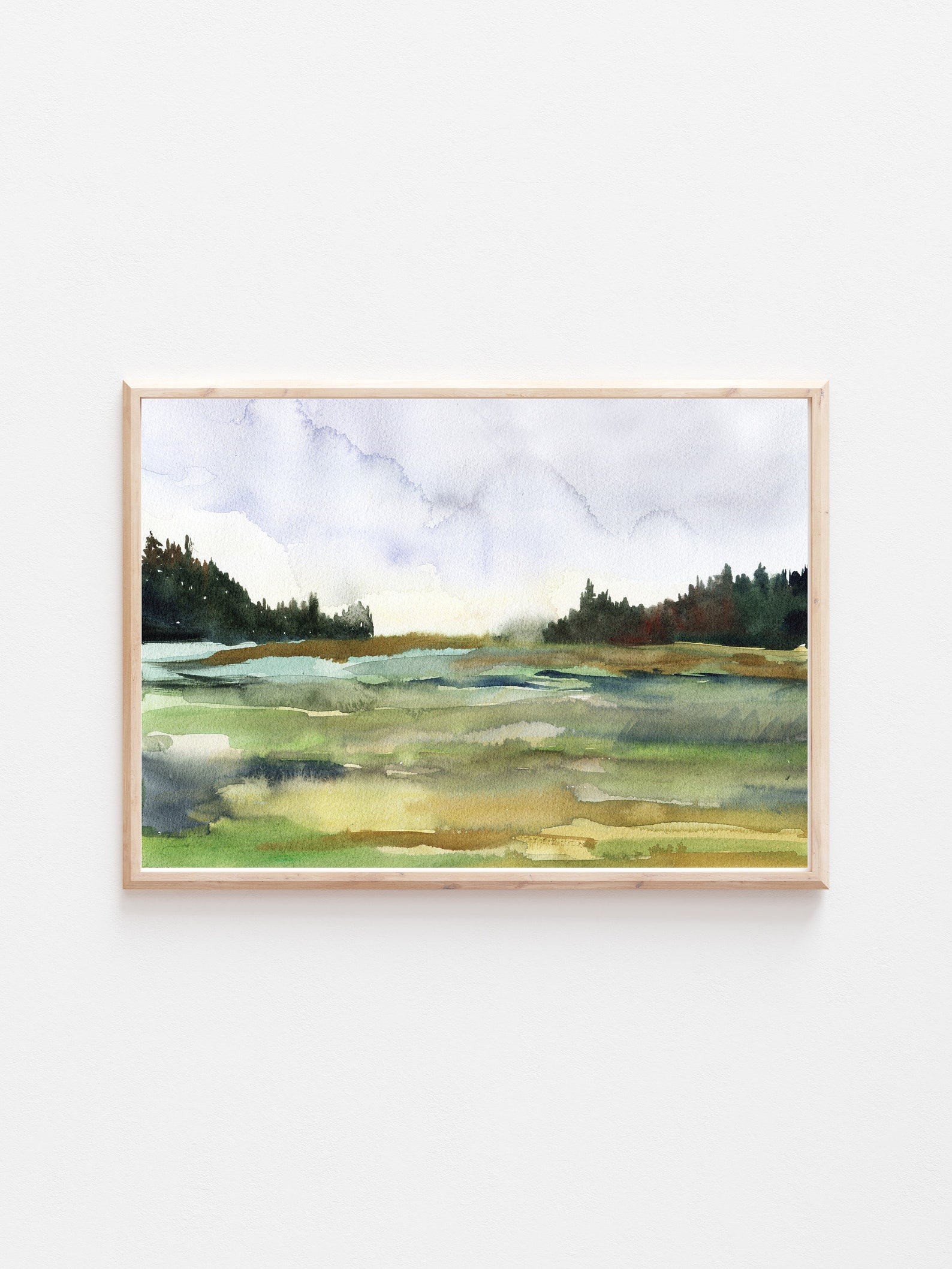 Landscape Art Printinstant Downloadgreen Landscape - Etsy