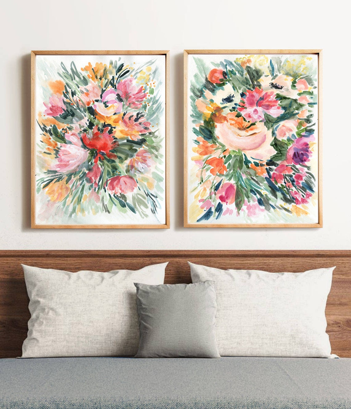 Set of 2 Floral Printsfloral Artworkwall Art Prints - Etsy