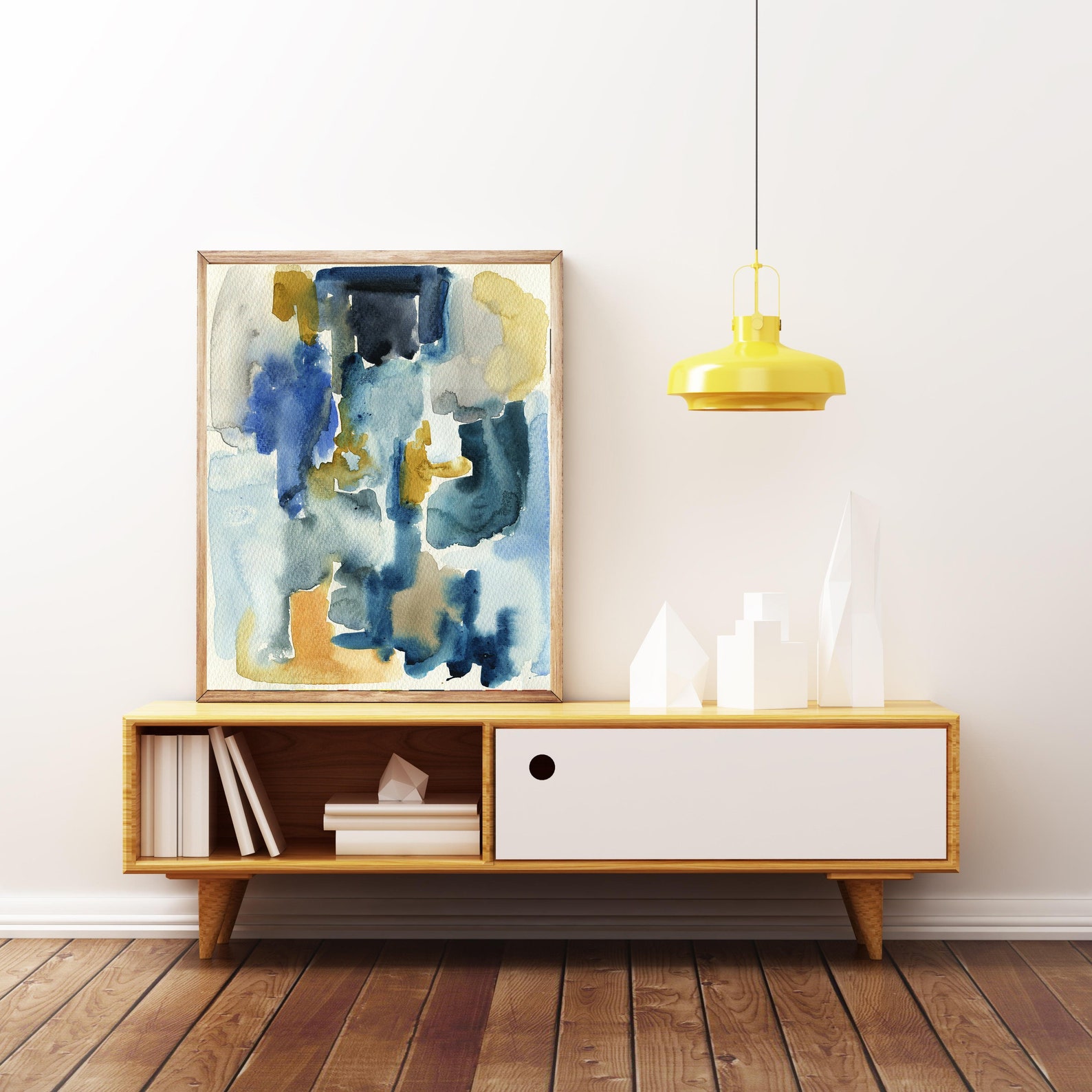 Blue and Mustard Artinstant Download Artprintable Wall - Etsy