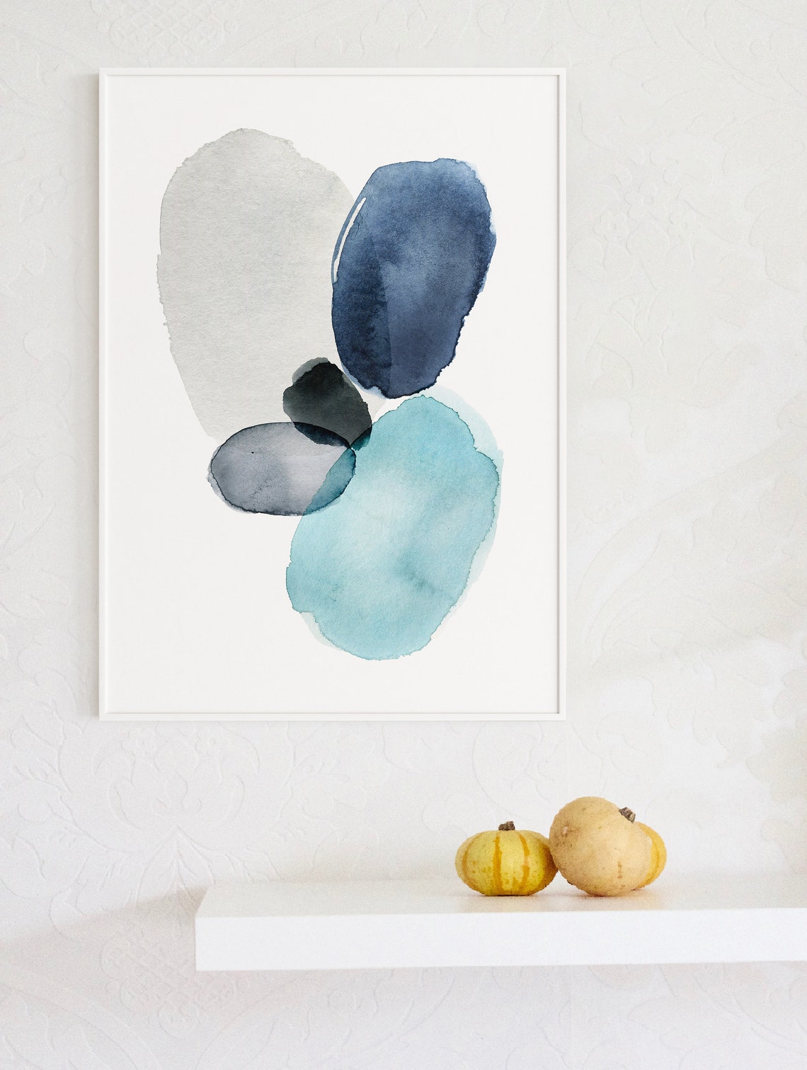 Blue Wall Art Watercolor Printable Artmodern Abstract Shapes - Etsy