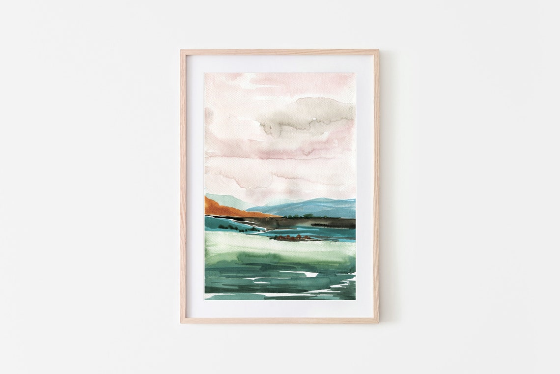 Pastel Landscape Printlandscape Art Printprintable Wall - Etsy