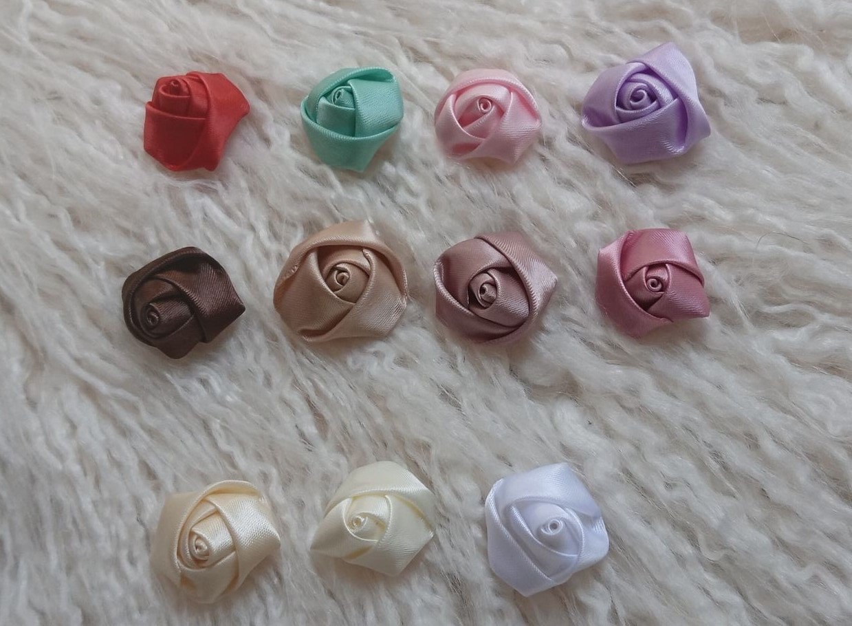 Mini Satin Rosettes, 1" Rolled Flowers, DIY Craft Supply - Etsy