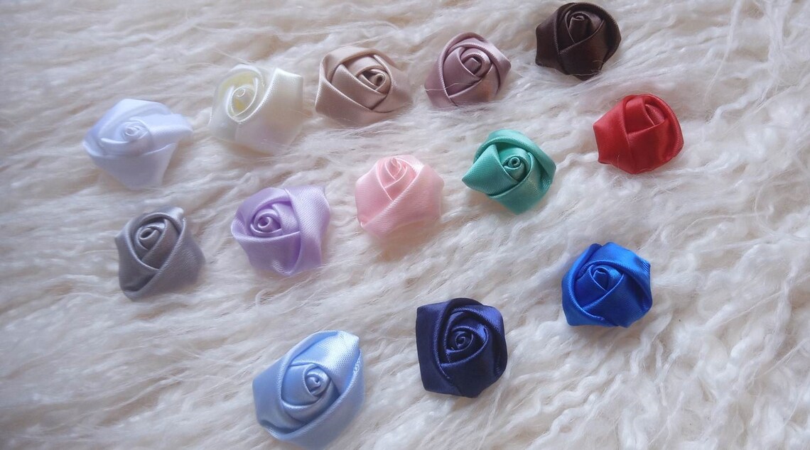 Mini Satin Rosettes, 1" Rolled Flowers, DIY Craft Supply - Etsy
