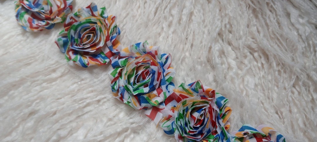 Rainbow Shabby Flower Trim by the Yard, You Pick Amount, Shabby Rose ...