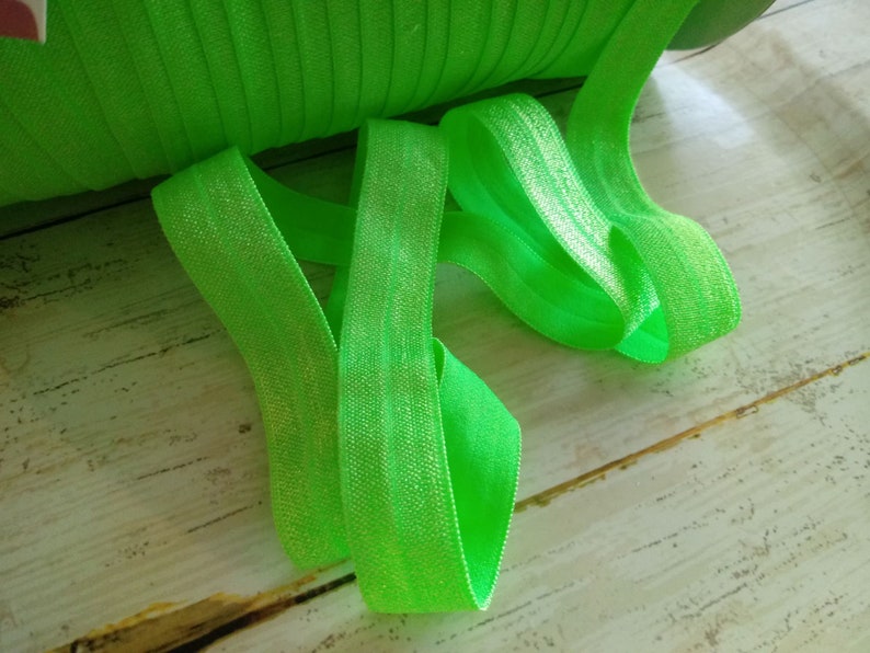 Neon Green 5/8 Fold Over Elastic Shiny Elastic by the - Etsy