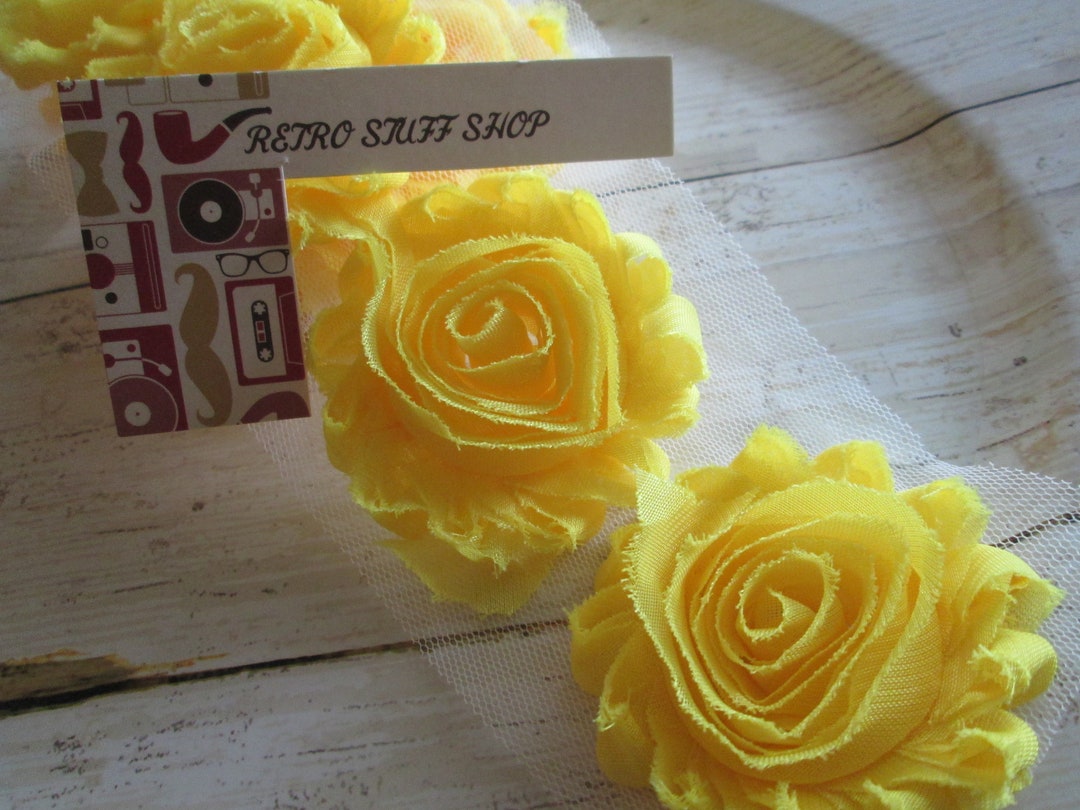 Bright Yellow Shabby Flower Trim by the Yard, You Pick Amount, Shabby ...