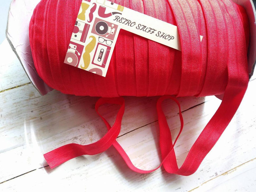 Red 5/8fold Over Elastic, Shiny Elastic, by the Yard, FOE Elastic, Diy ...