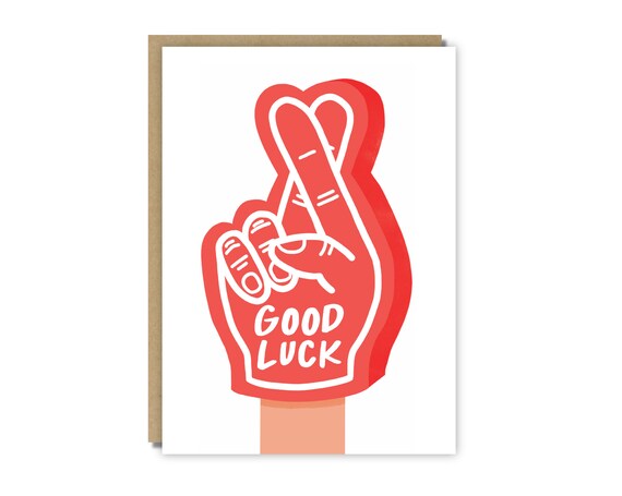 Good Luck Foam Finger Encouragement Card Funny & Punny | Etsy