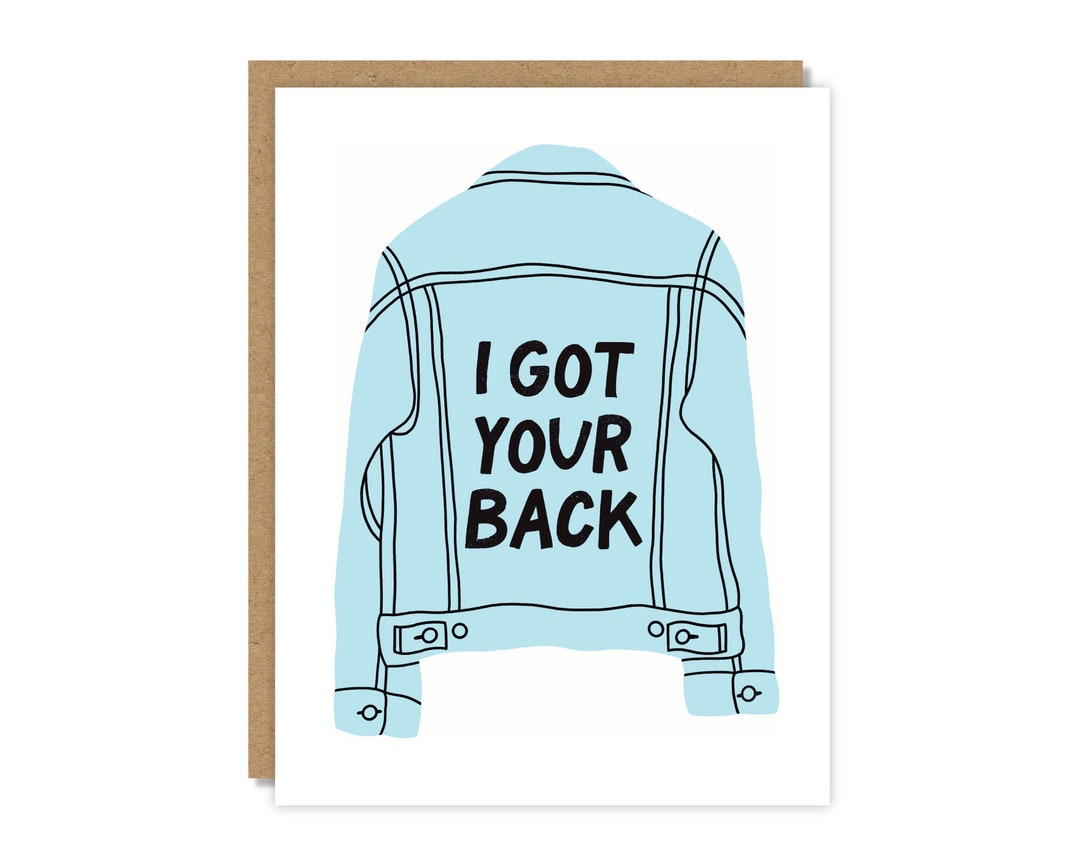 I Got Your Back Card, Funny Encouragement Card, Jean Jacket Card ...